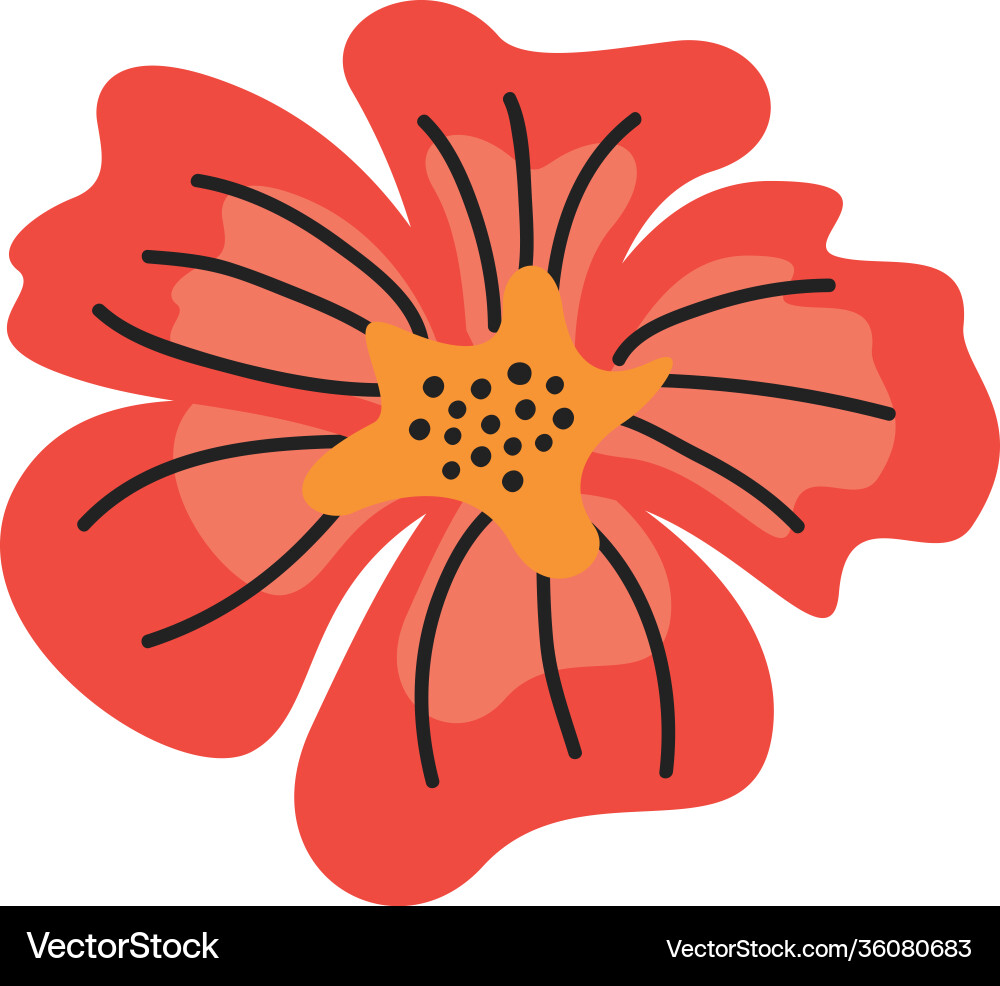 Beautiful red flower garden decorative icon Vector Image
