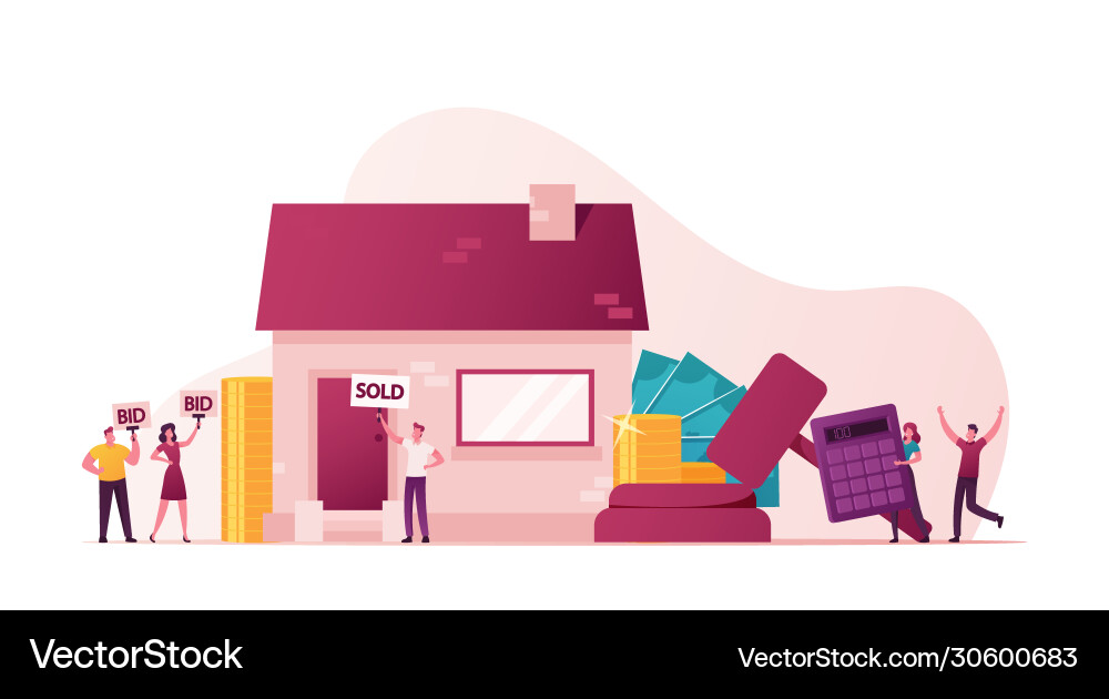 Characters foreclosure in real estate auction Vector Image