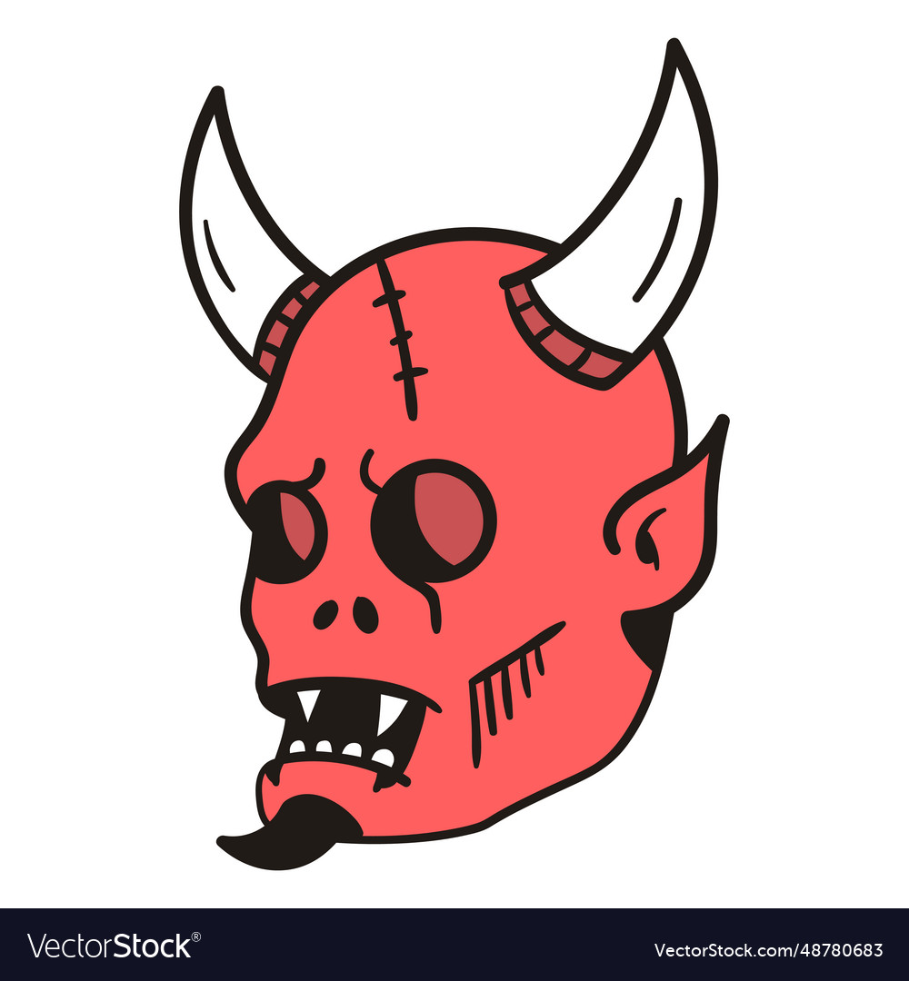 Devil head hand drawn Royalty Free Vector Image