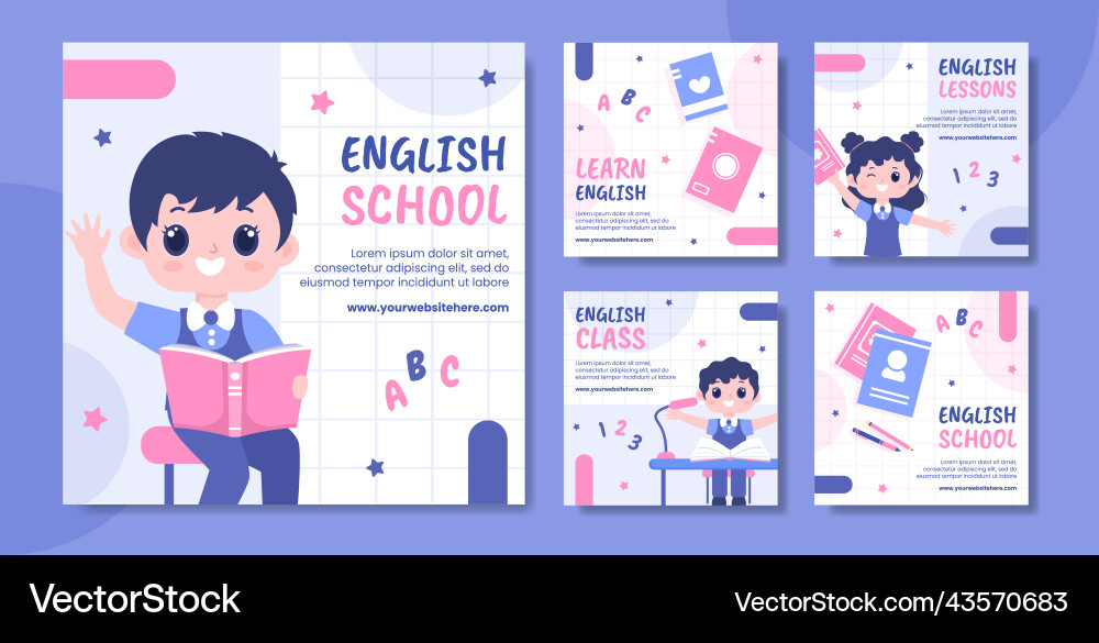 English class social media post template hand Vector Image