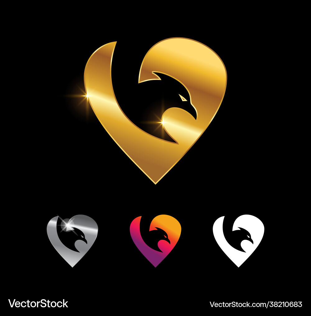 Golden bird love sign Royalty Free Vector Image