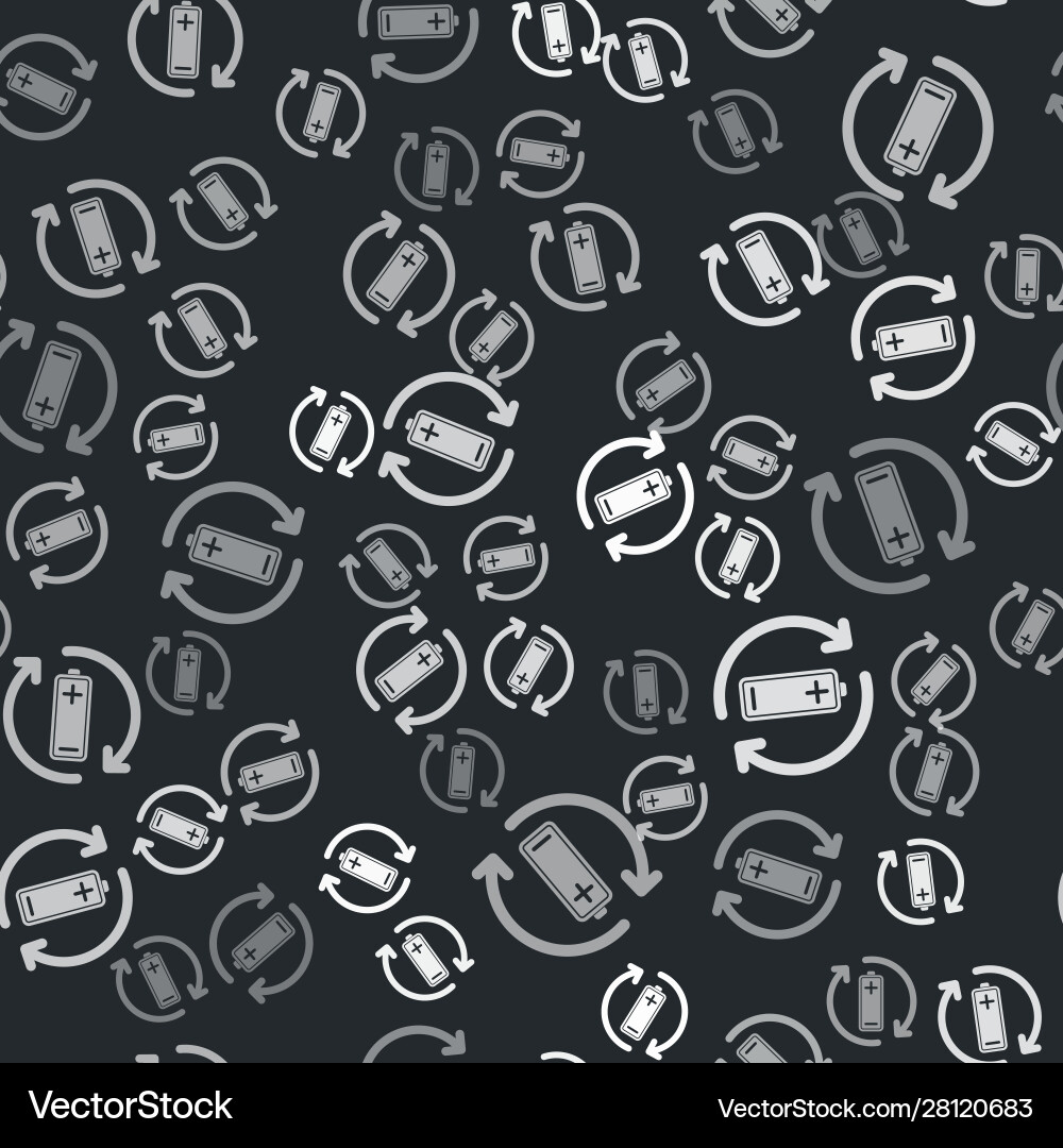 Grey battery with recycle symbol line icon Vector Image