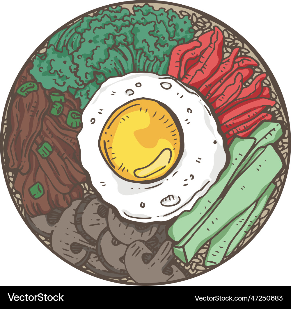 Korean cuisine bibimbap ethnic Royalty Free Vector Image