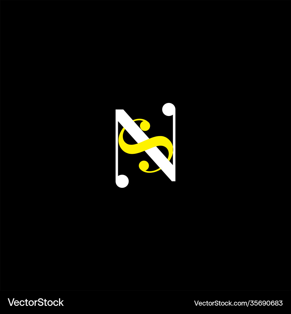 N s letter logo creative design on black color Vector Image