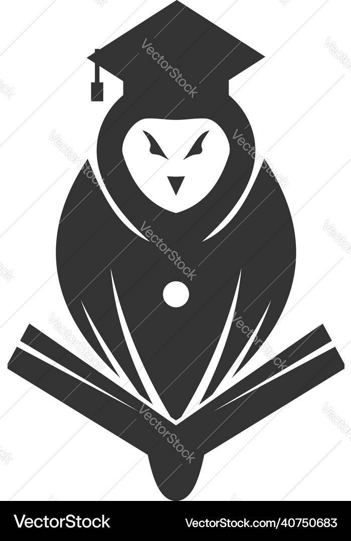 Owl graduate book icon template isolated Vector Image