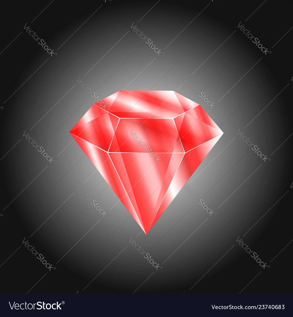 Realistic red round gem ruby Royalty Free Vector Image