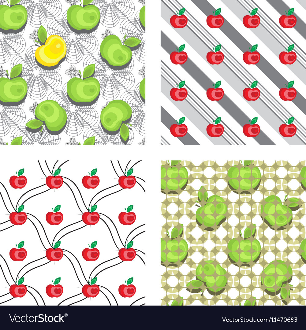 Seamless apple background pattern collection Vector Image