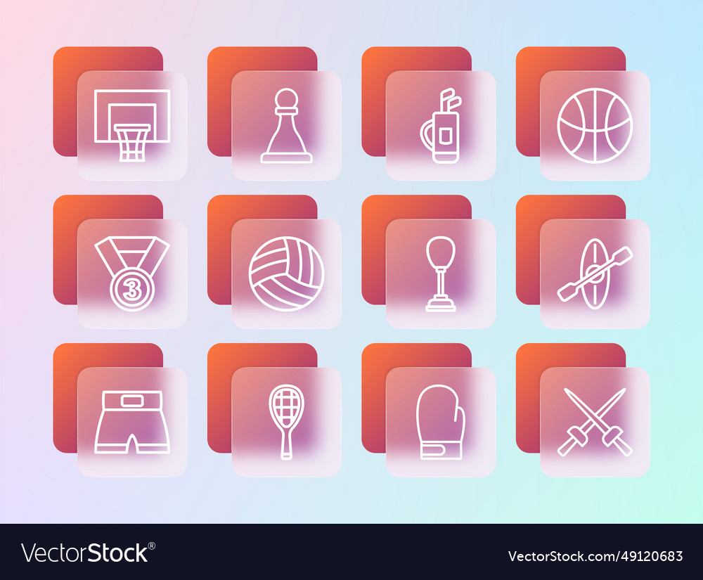 Set line basketball ball tennis racket punching Vector Image Set line basketball ball tennis racket punching Vector Image