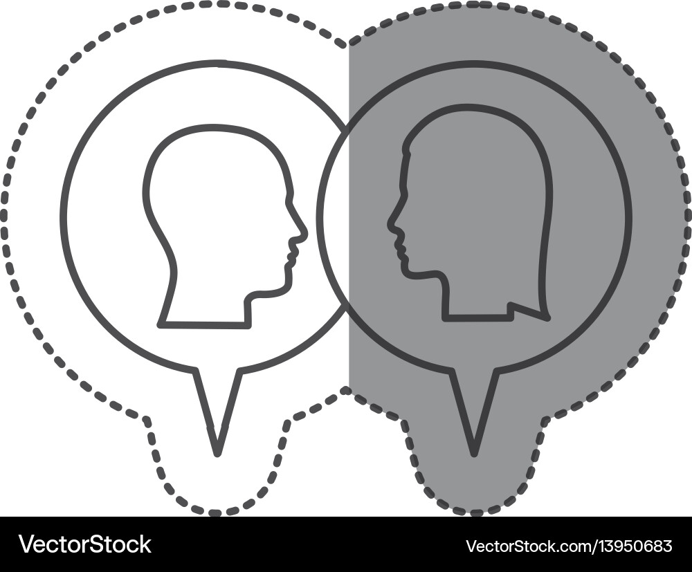 Sticker monochrome with dialogue between man and Vector Image