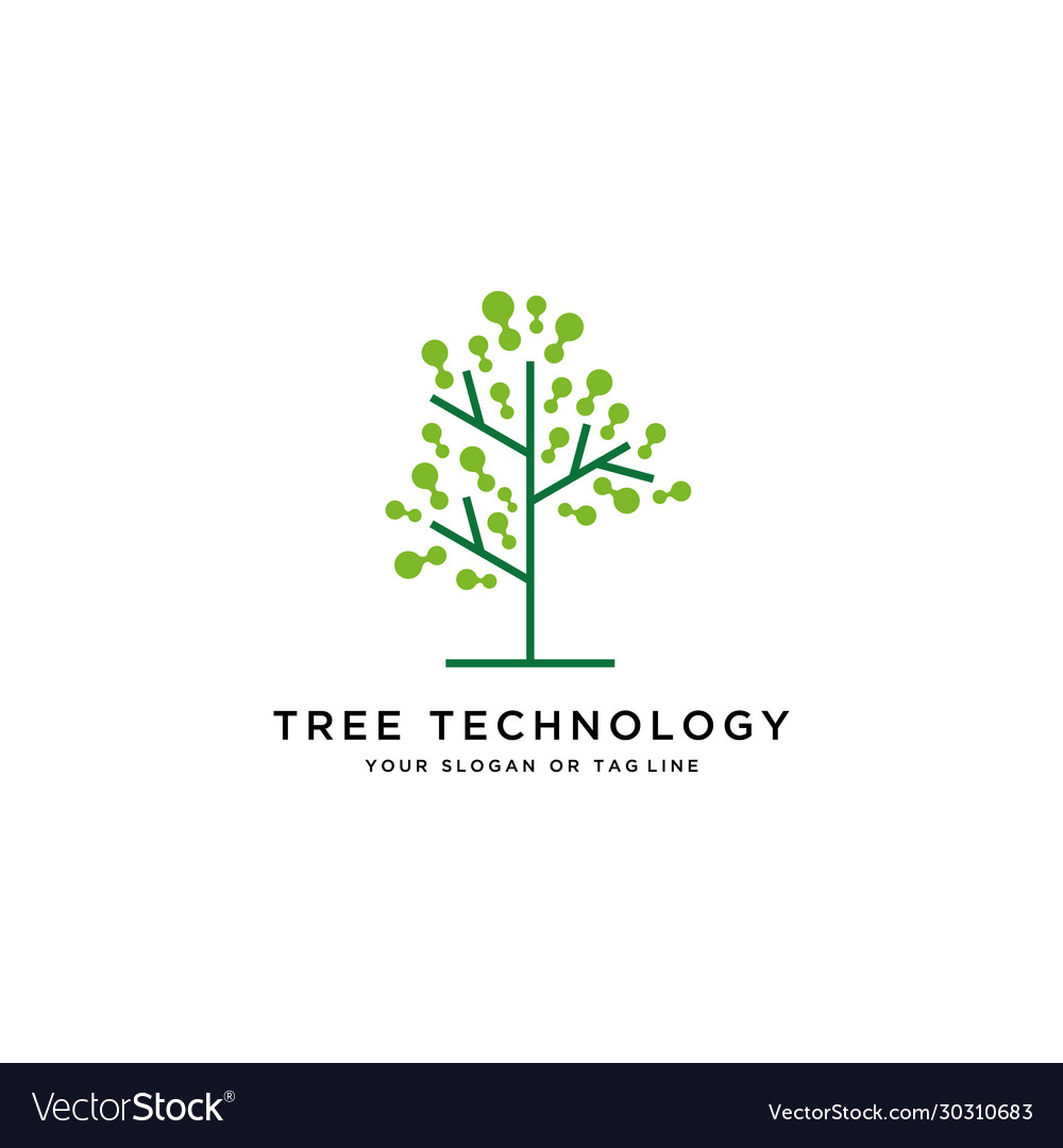 Tree technology logo design Royalty Free Vector Image