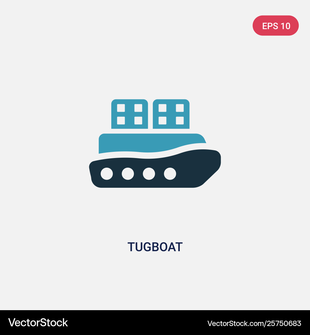 Two color tugboat icon from transportation Vector Image