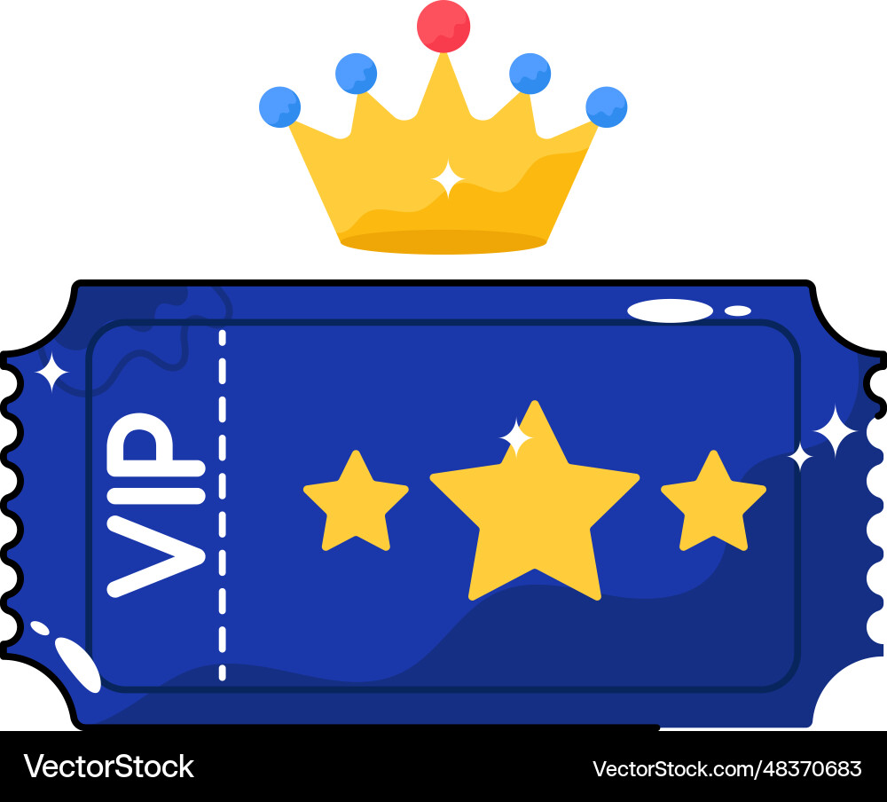 Vip ticket doodle colorful sticker eps 10 Vector Image