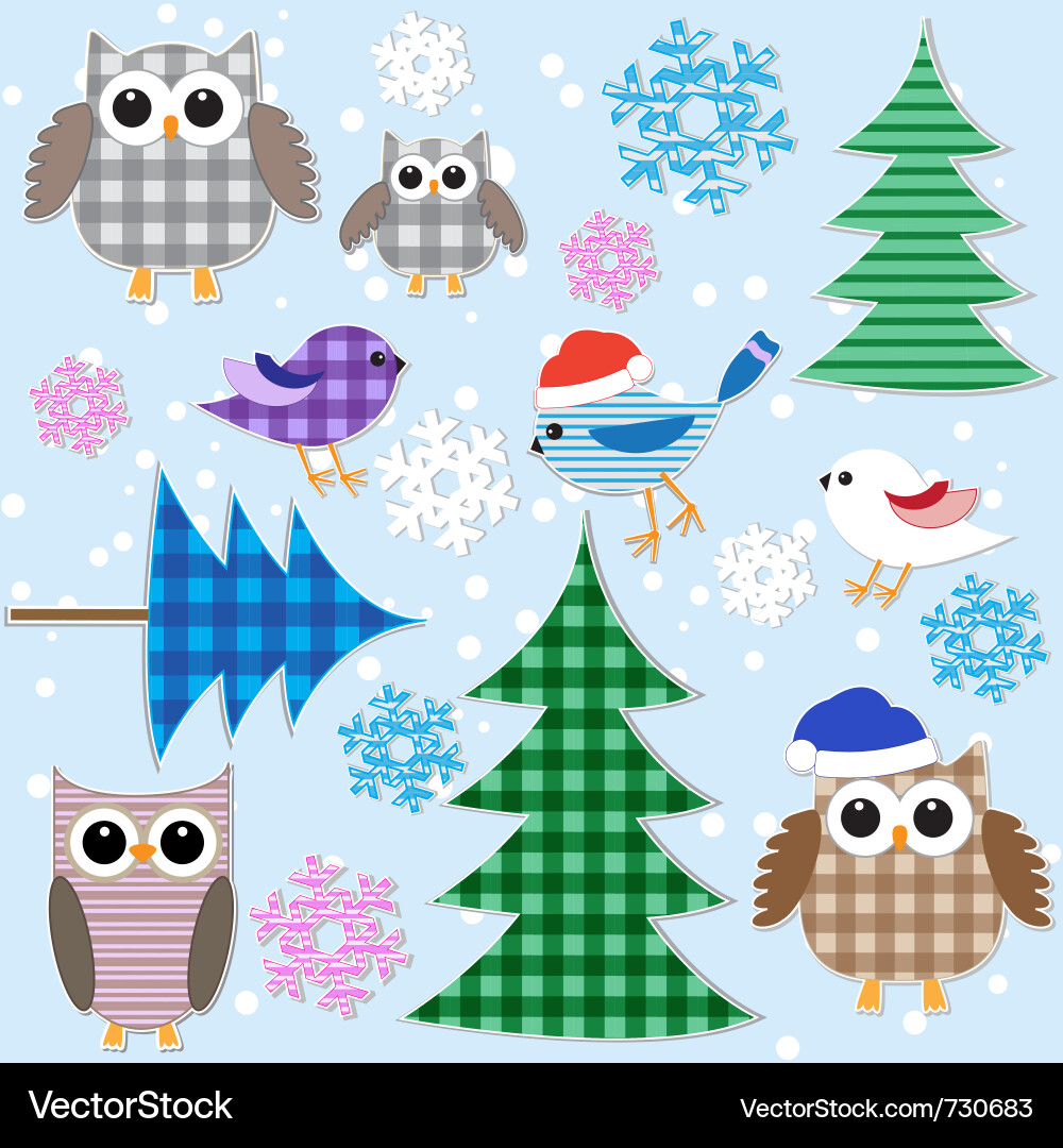 Winter owls Royalty Free Vector Image - VectorStock