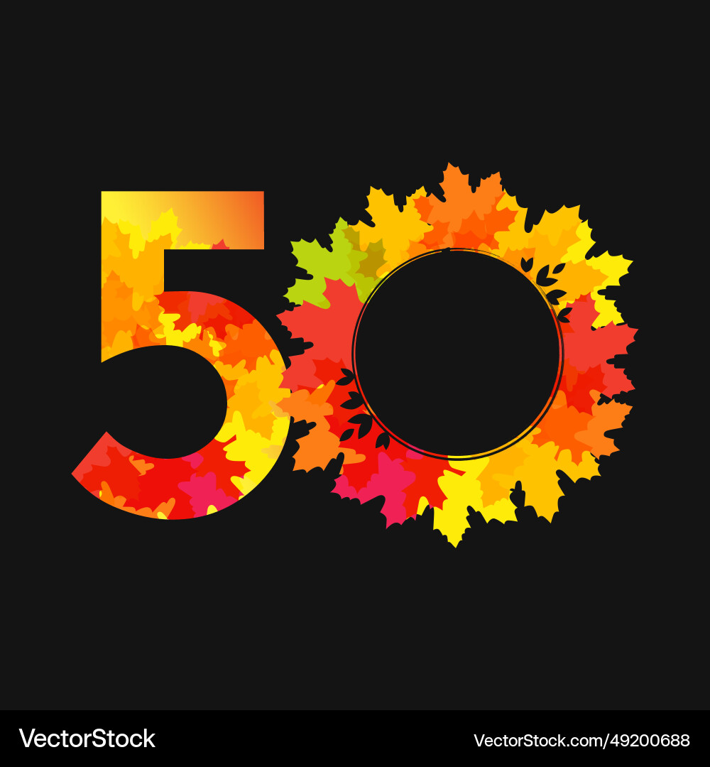 50 autumn logos dark bg Royalty Free Vector Image