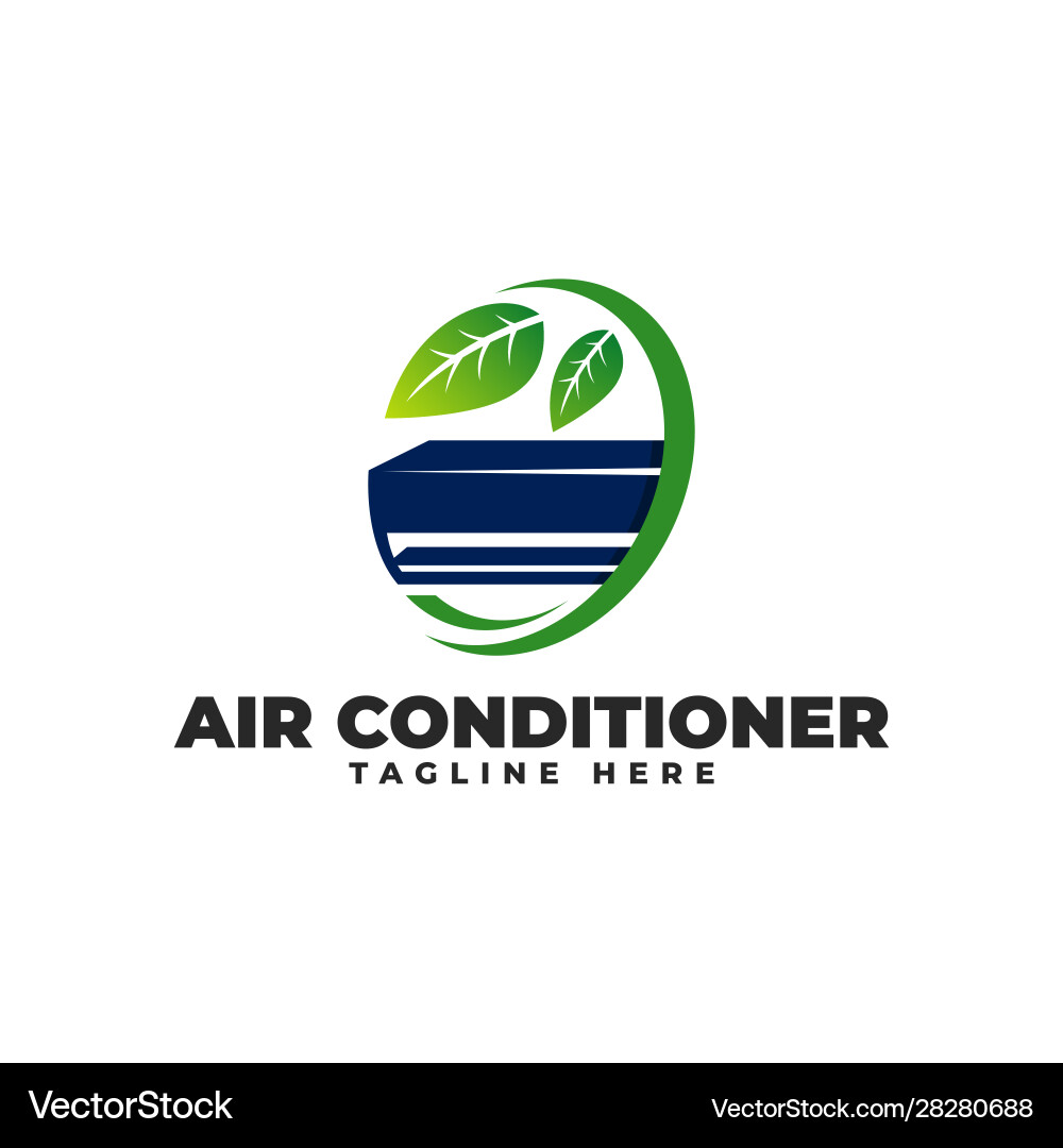 Air conditioning natural fresh with leaf logo Vector Image