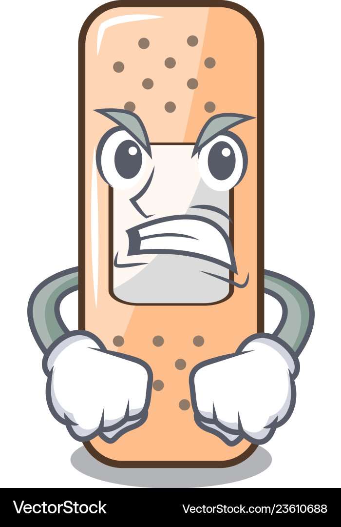 Angry sticking plaster on the mascot table Vector Image