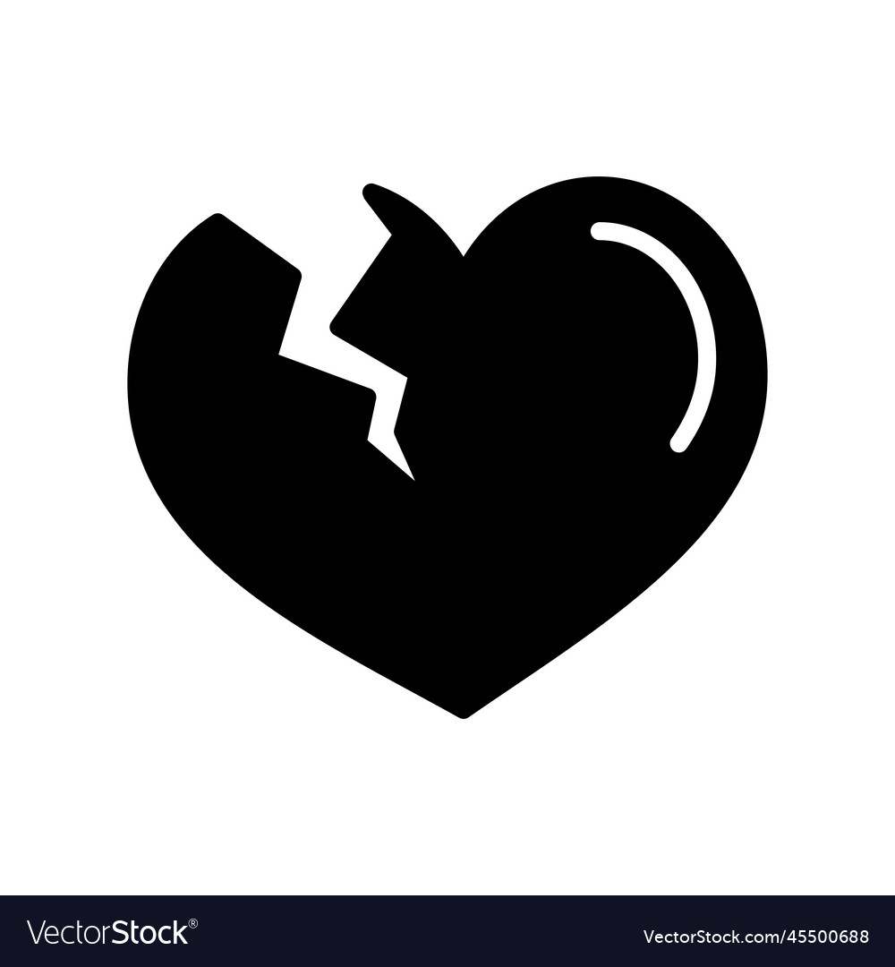 Broken heart glyph icon valentines day symbol Vector Image