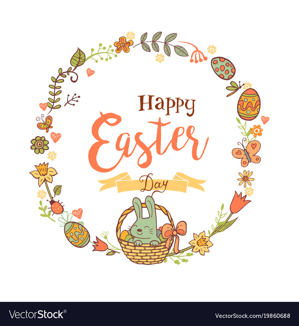 Cute easter festive frame Royalty Free Vector Image