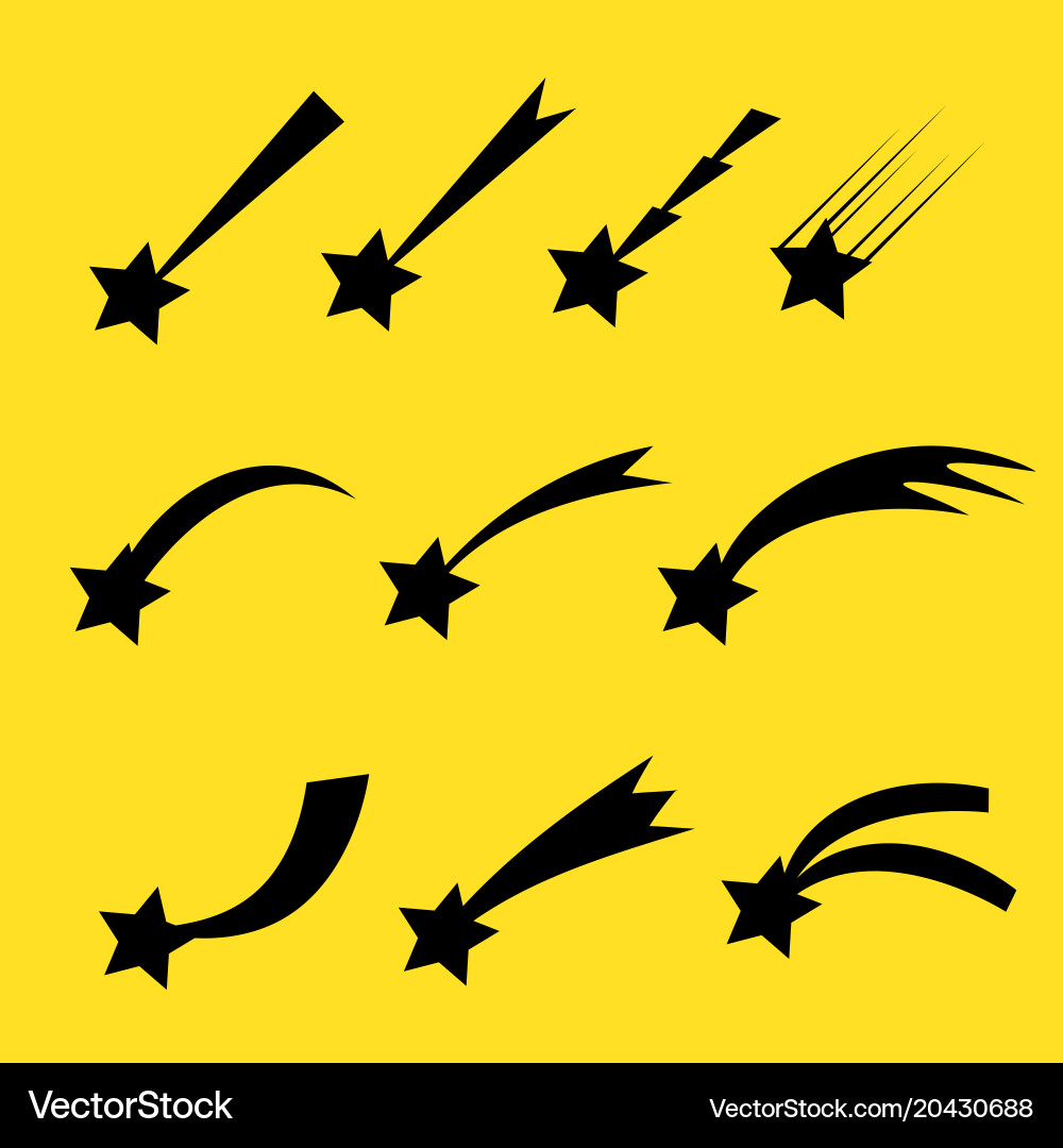 Falling stars set shooting stars isolated Vector Image