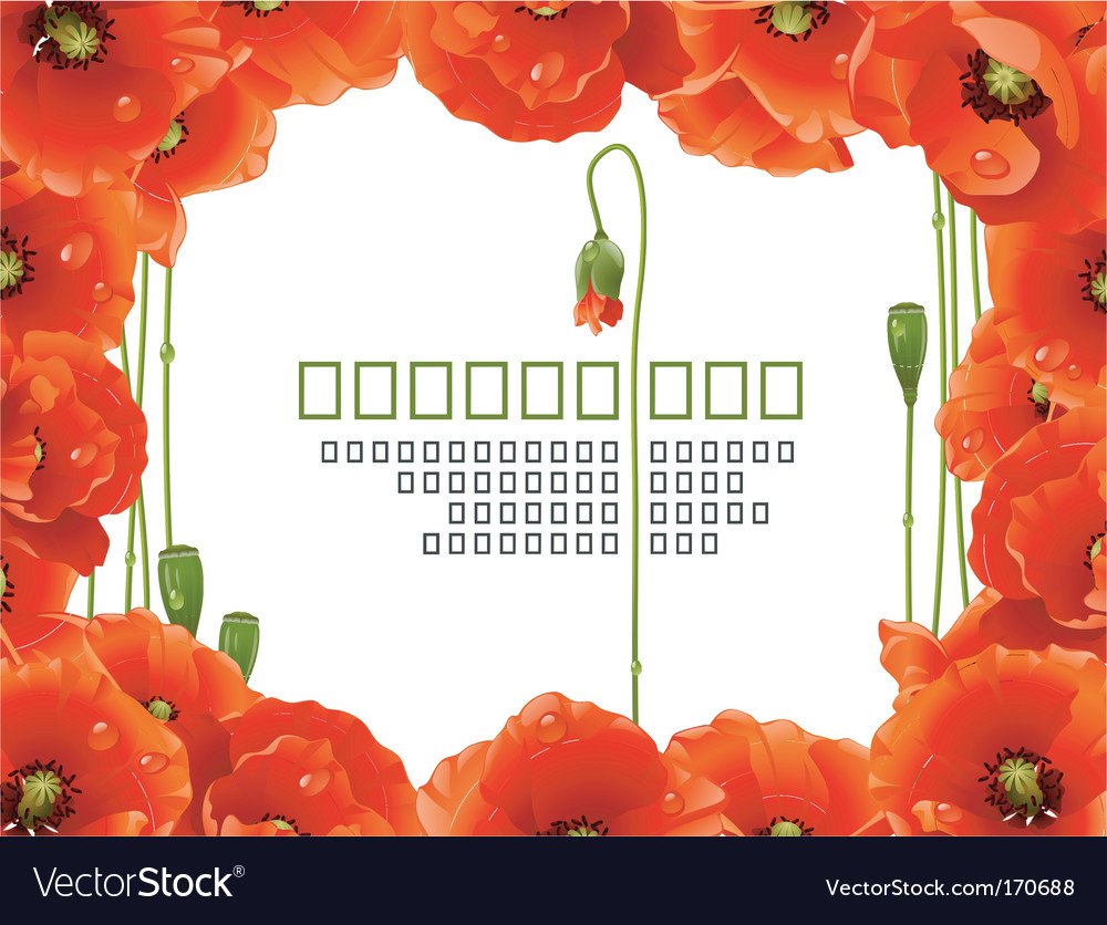 Floral poppy frame Royalty Free Vector Image - VectorStock