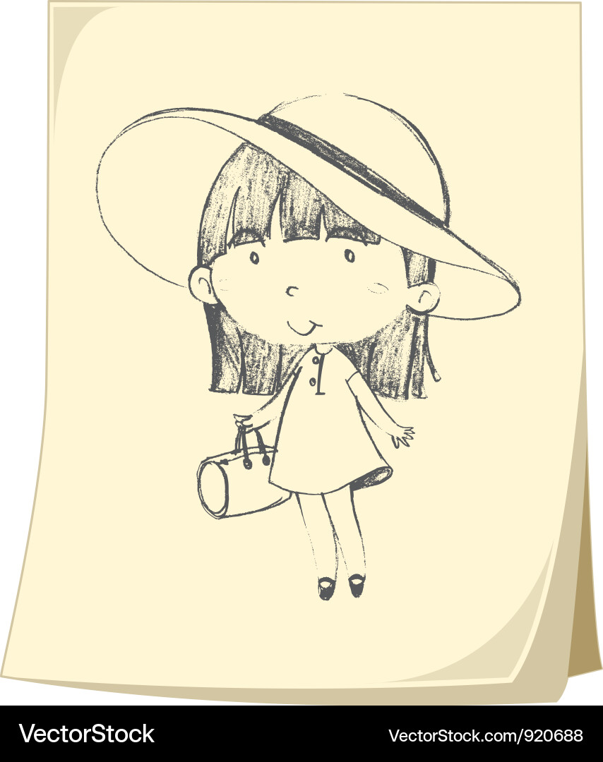Girl sketched on paper Royalty Free Vector Image