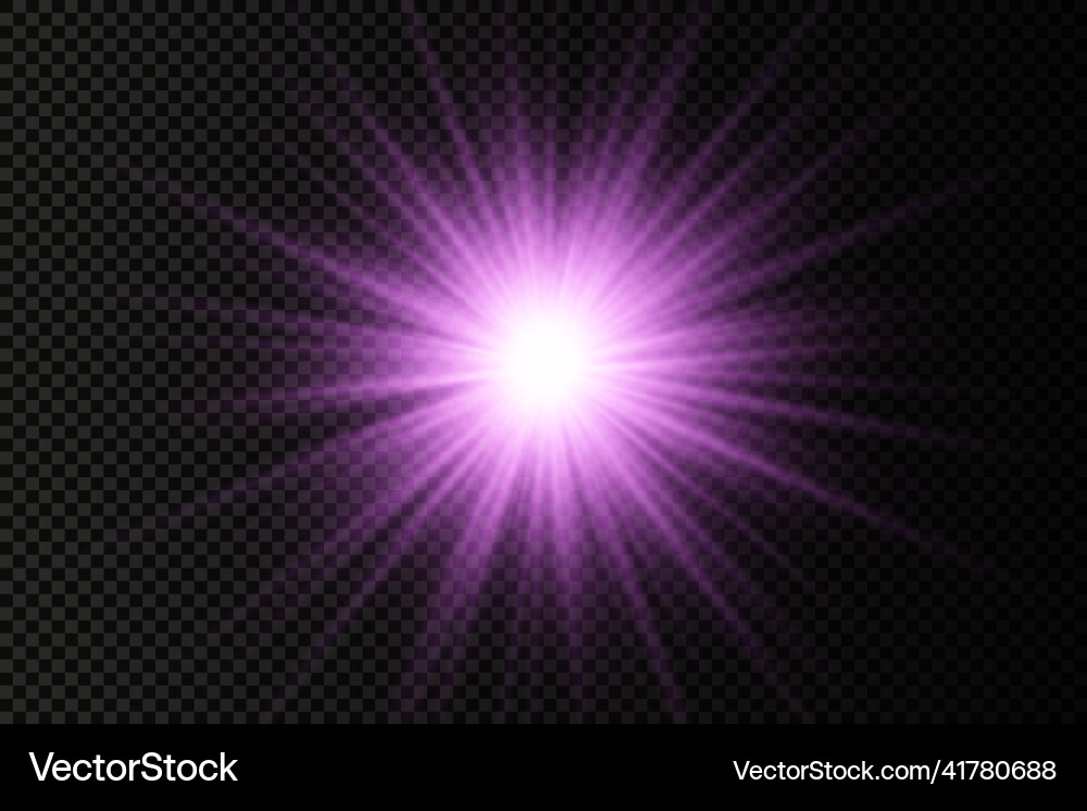 Glow bright light star purple sun rays sunshine Vector Image