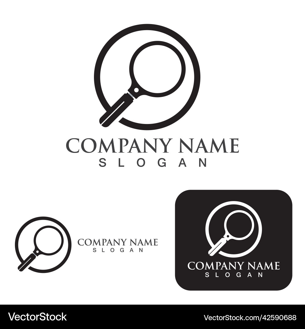 Magnifying glass logo and symbol Royalty Free Vector Image
