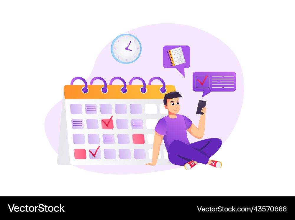 Planning concept in flat style with people scene Vector Image