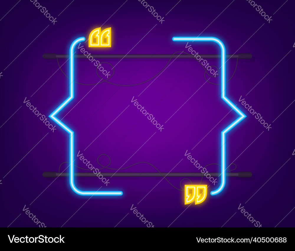 Quote neon sign box shining Royalty Free Vector Image