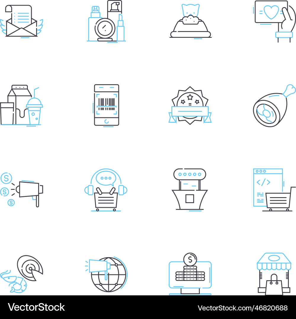 Regional business linear icons set localization Vector Image