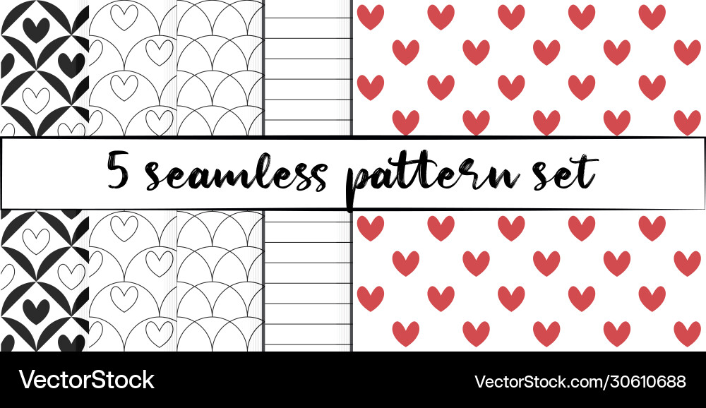 Set 5 simple ornament seamless patterns use Vector Image