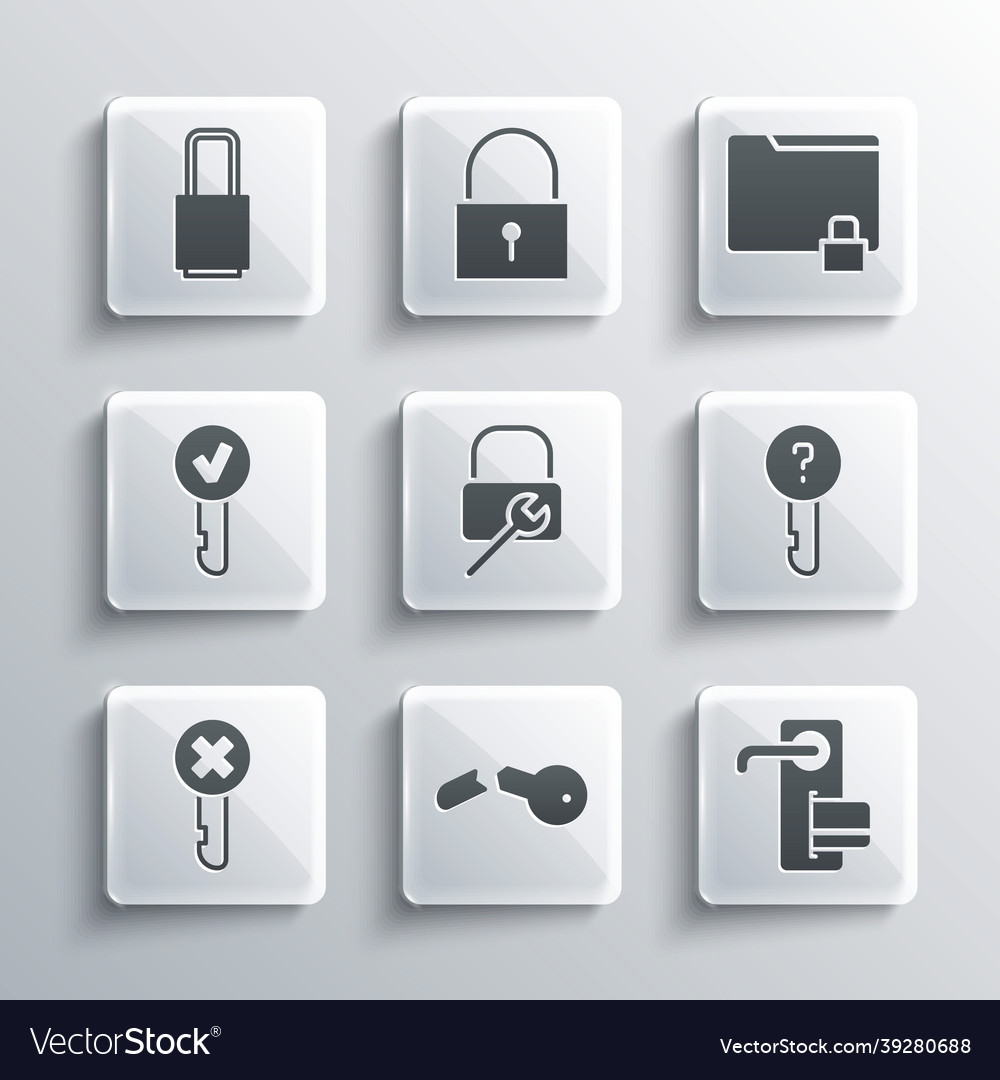 Set broken key digital door lock undefined lock Vector Image