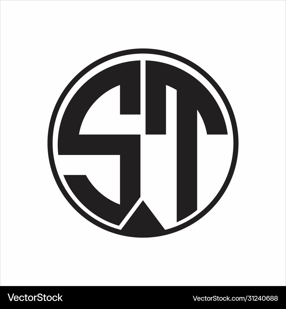 St logo monogram circle with piece ribbon style Vector Image