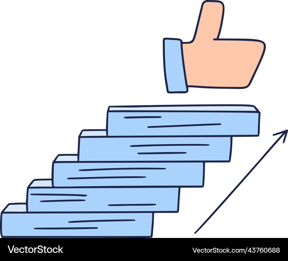 Steps up to the like doodle drawn by hand Vector Image