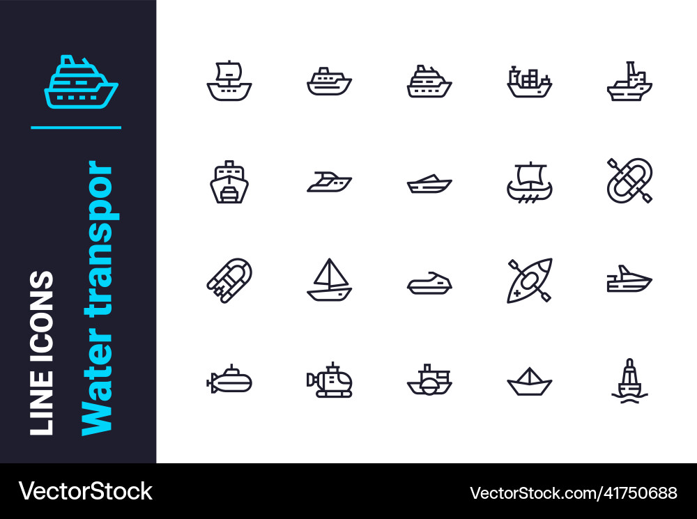 Water transport icons set Royalty Free Vector Image