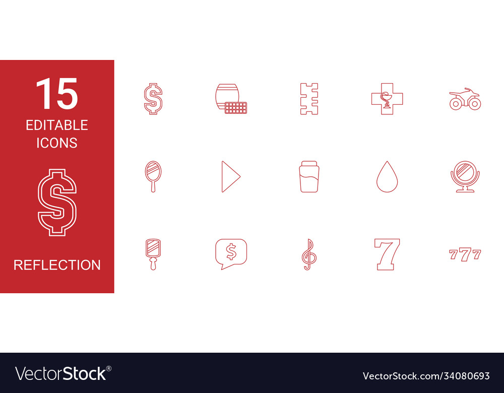 15 reflection icons Royalty Free Vector Image - VectorStock