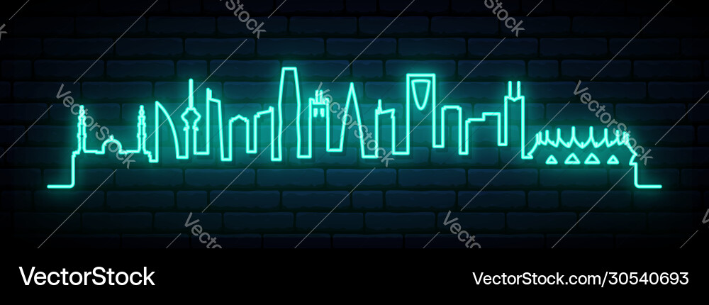 Blue neon skyline riyadh city bright riyadh Vector Image