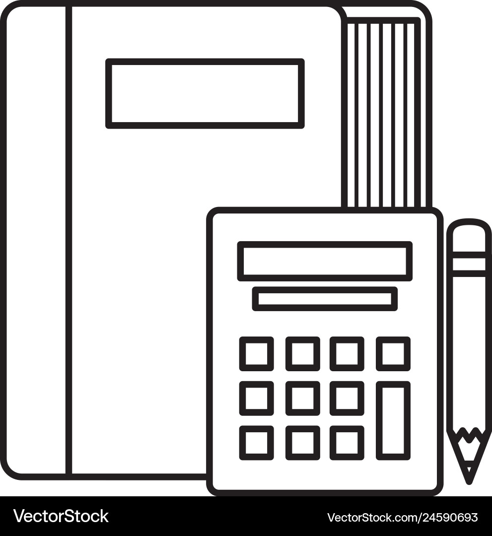 Book school with calculator and pencil Royalty Free Vector