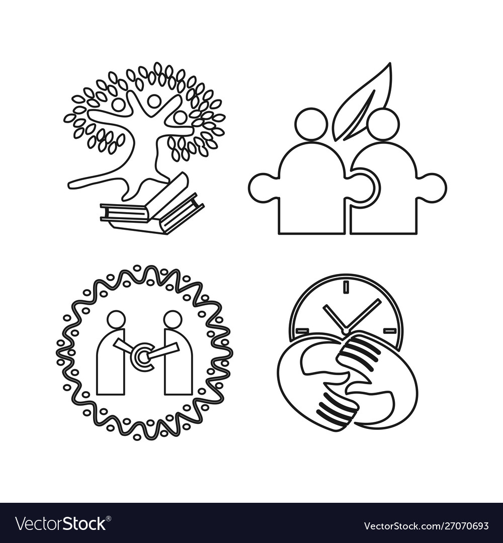 Book time leaf tree commitment teamwork together Vector Image