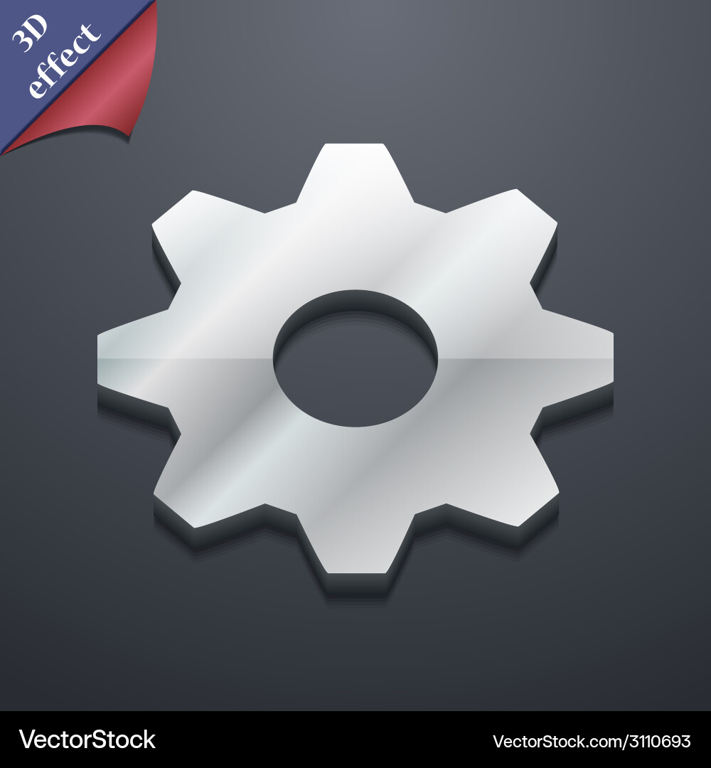 Cog settings icon symbol 3d style trendy modern Vector Image
