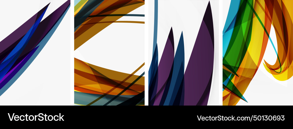 Colorful wave lines poster set for wallpaper Vector Image