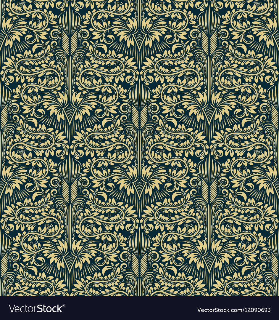 Damask seamless pattern repeating background Vector Image