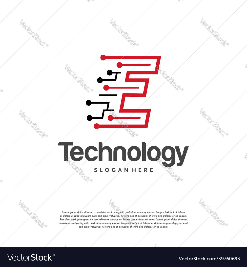 E initial technology logo designs template pixel Vector Image