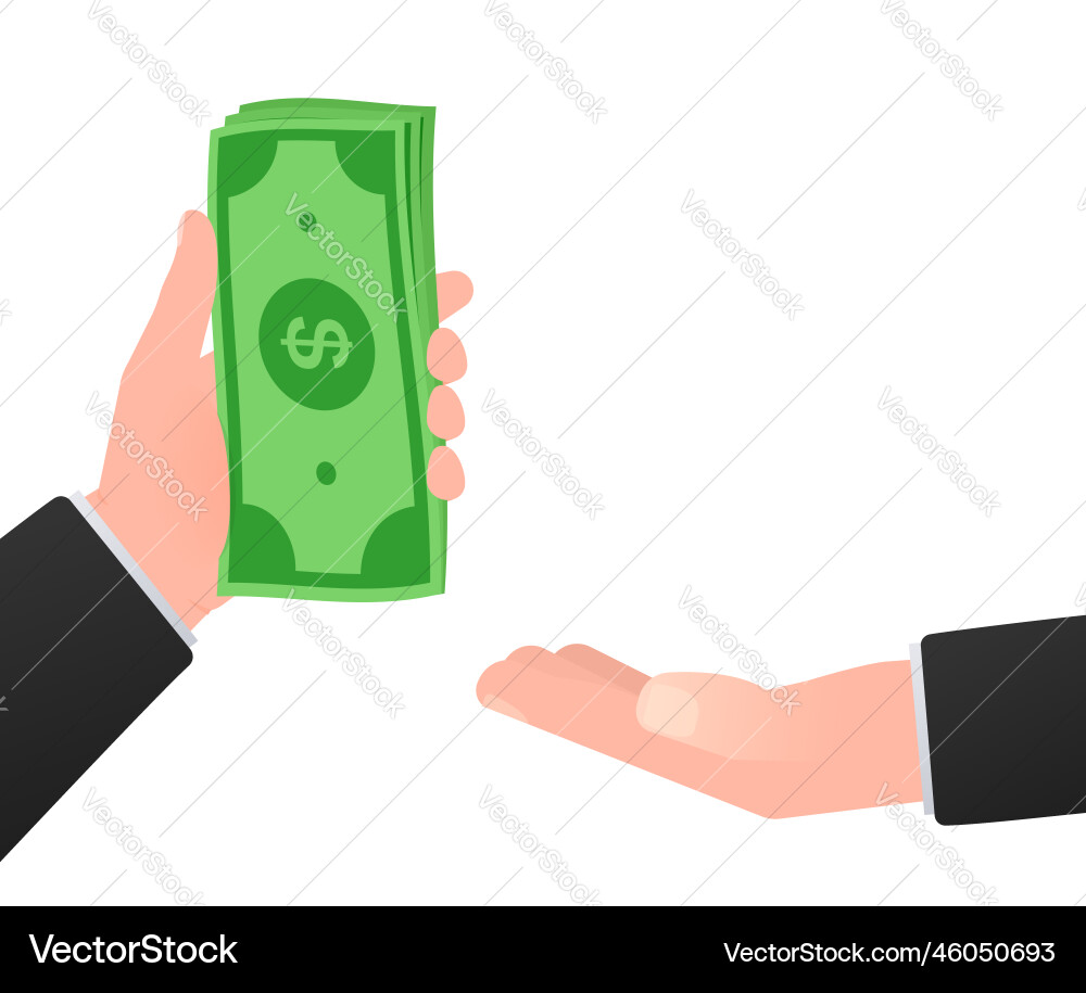 Hand holding cash pay for something paying Vector Image