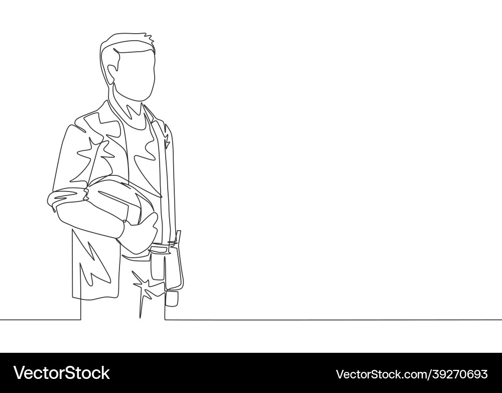 One single line drawing of young attractive Vector Image