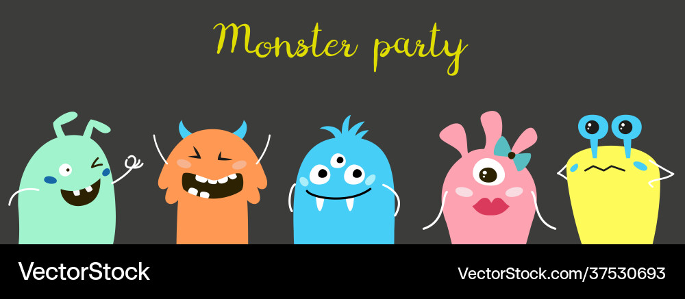 Poster with cute cartoon monsters Royalty Free Vector Image