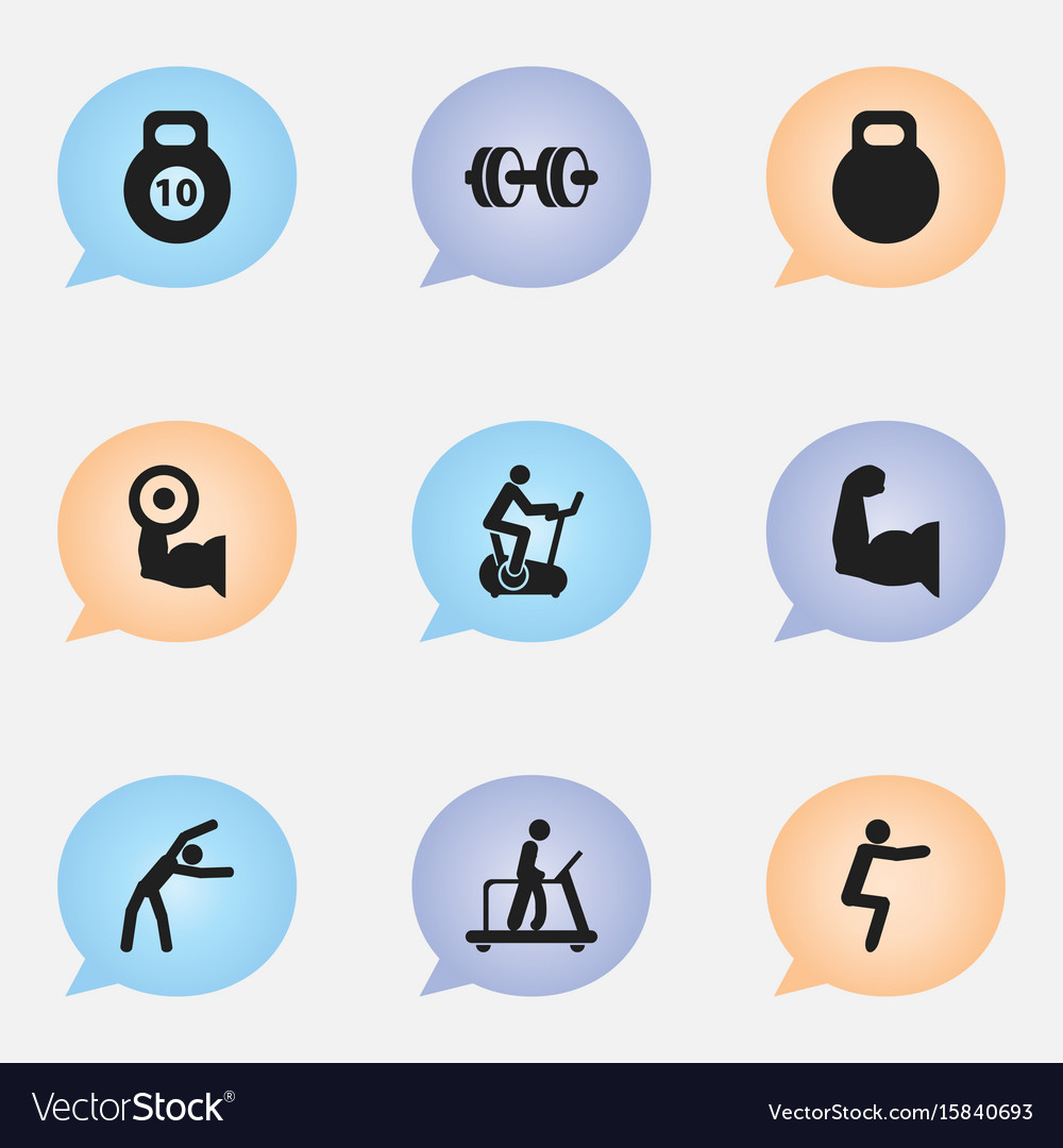 Set of 9 editable exercise icons includes symbols Vector Image