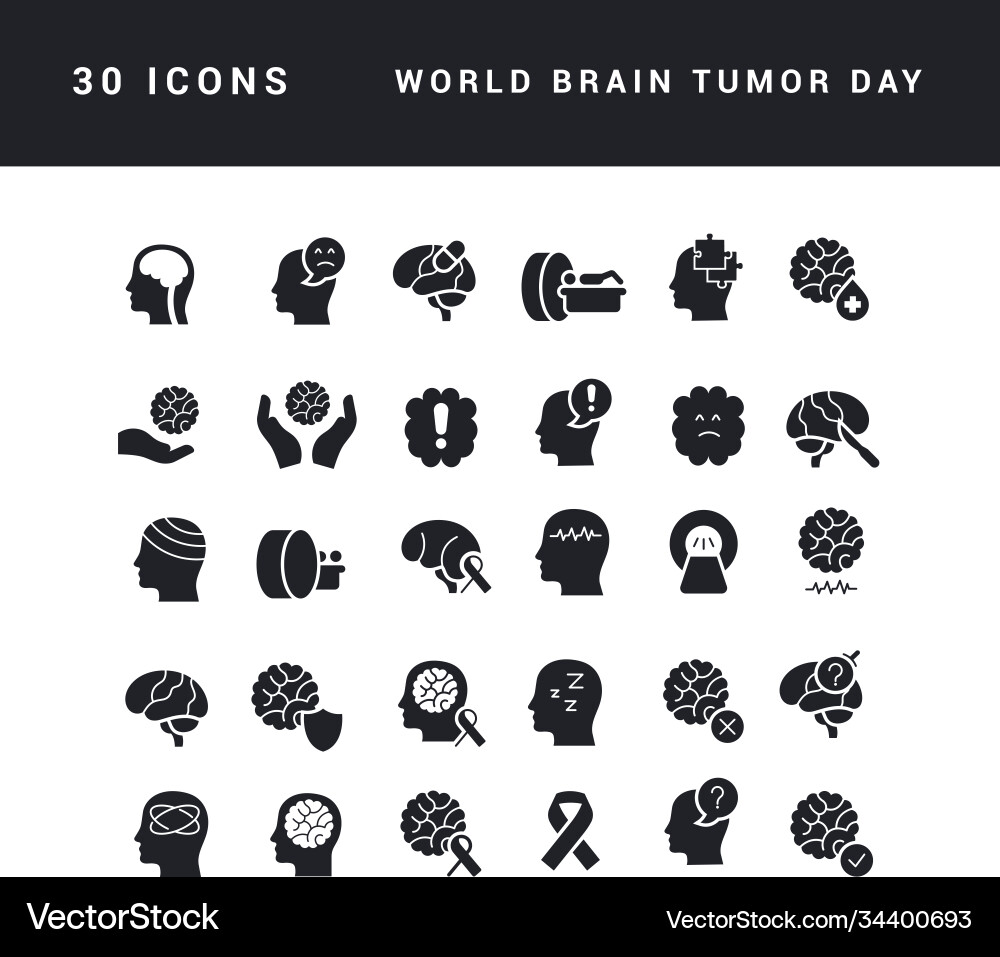 Simple icons world brain tumor day Royalty Free Vector Image