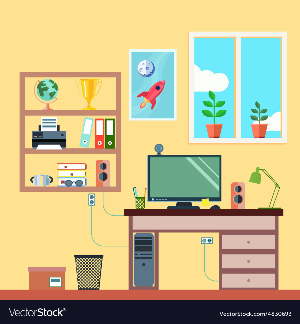 Workspace in room Royalty Free Vector Image - VectorStock
