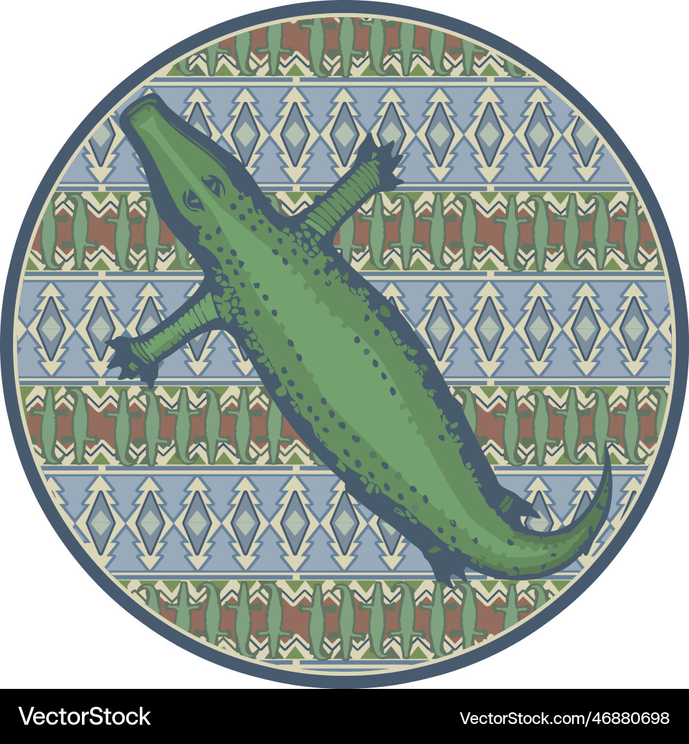Aligator in a southwest background design Vector Image